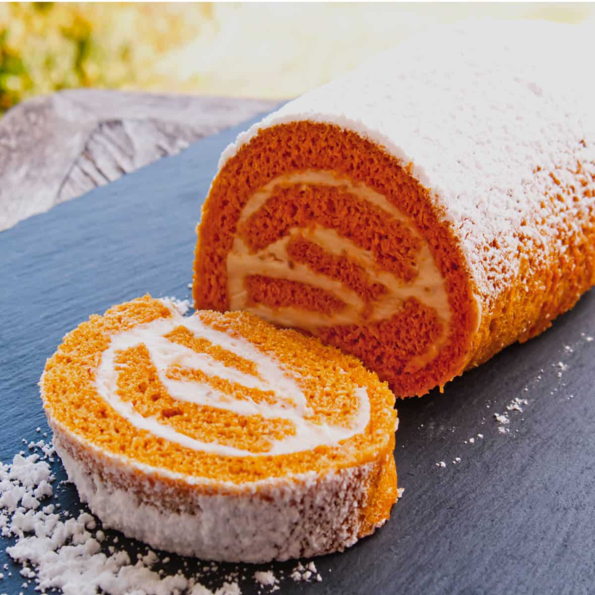 Pumpkin Roulade with Crystallized Ginger Buttercream