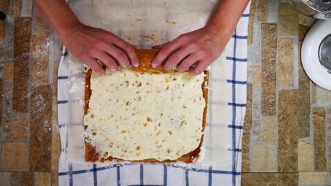 Pumpkin Roulade with Crystallized Ginger Buttercream